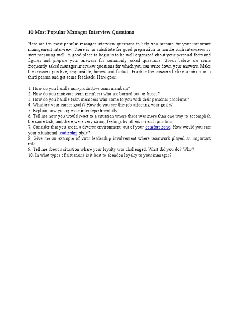 Manager Interview Prep Guide | PDF