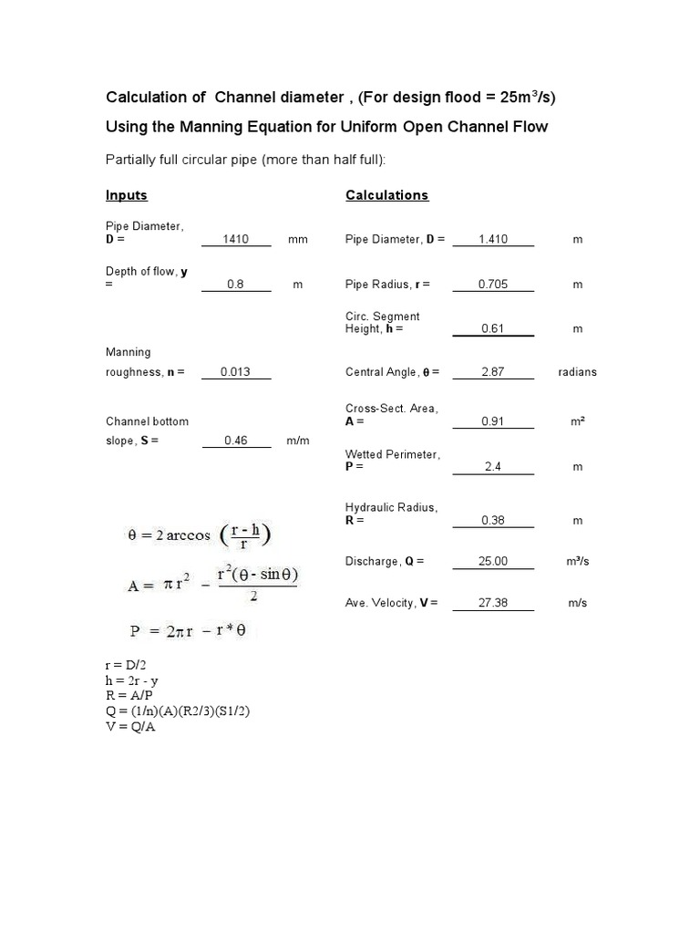 Calculation of Discharge | PDF | Fluid Dynamics | Chemical Engineering