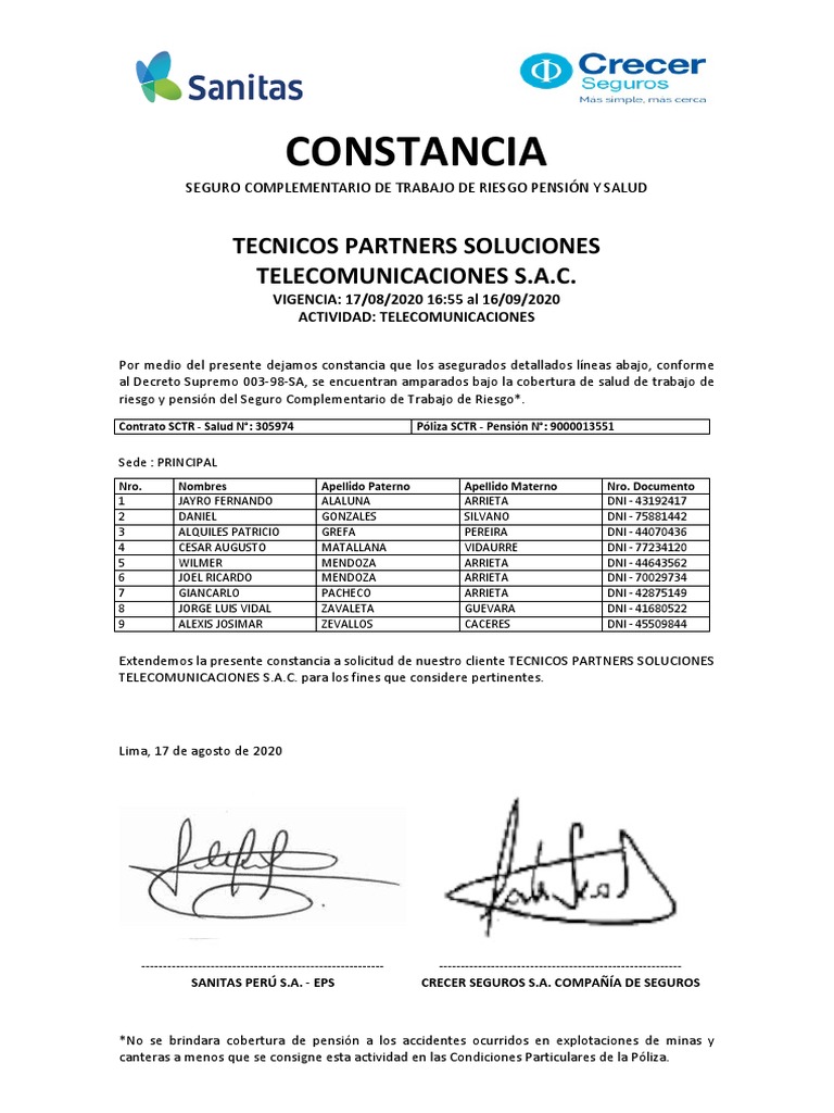 SCTR Agosto-Setiembre TP | PDF | Riesgo financiero | Seguro