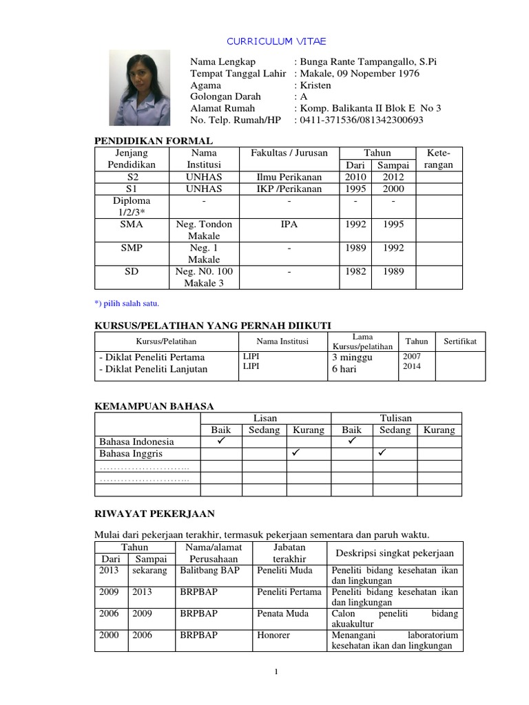 CV Bunga | PDF