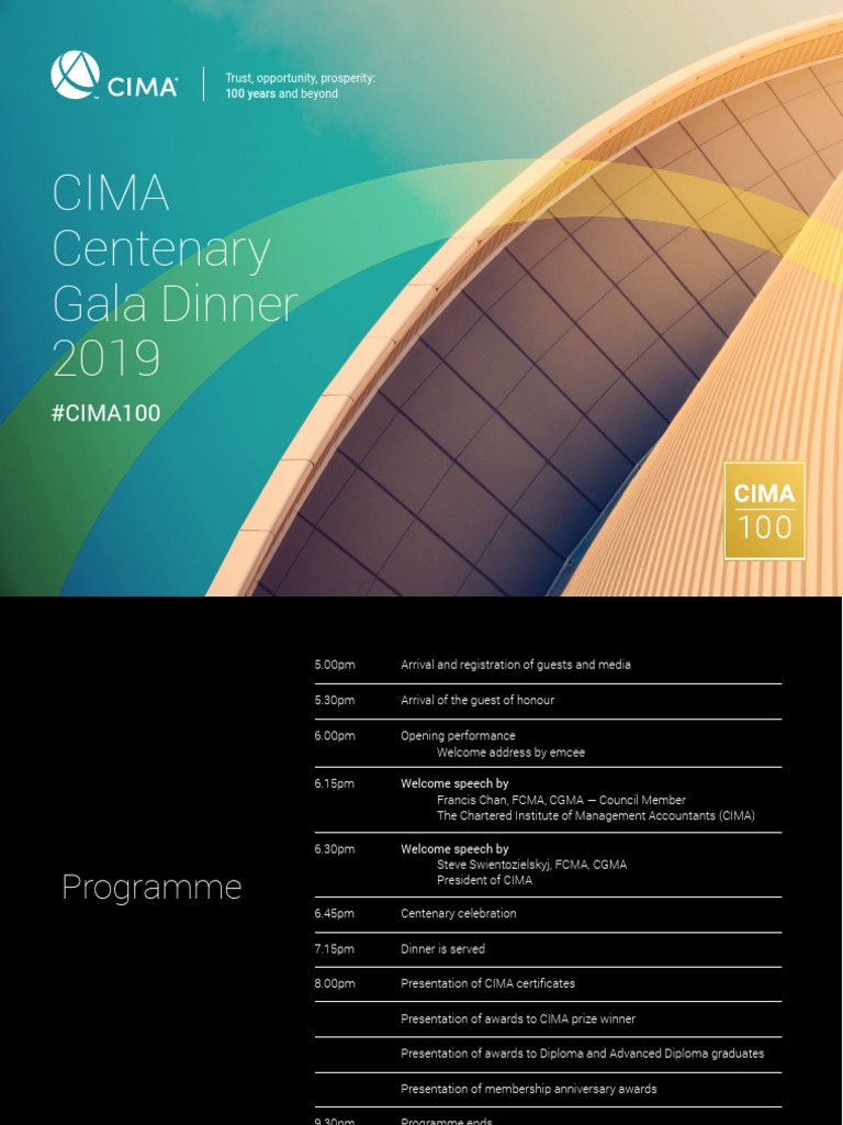 CIMA Centenary Gala Dinner 2019 PDF | PDF | Accountant | Professional ...