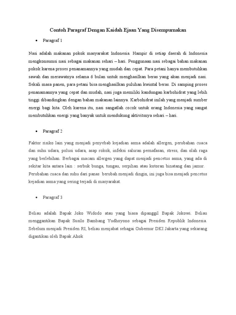 Contoh Paragraf Dengan Kaidah EYD | PDF