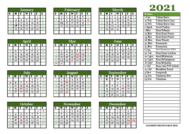 Kalender Tahun 2021 | PDF | Malaysia