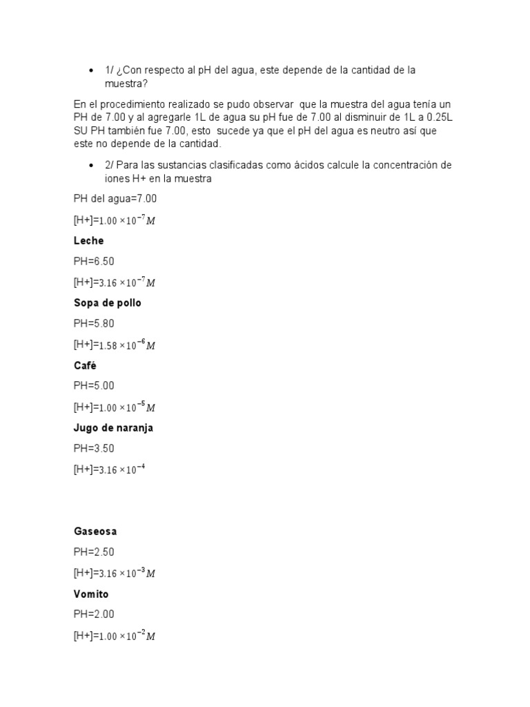 Leche | PDF | Ph | Concentración