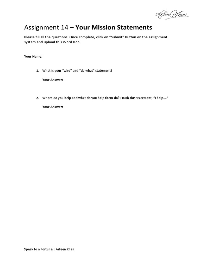 Crafting Your Mission Statement | PDF