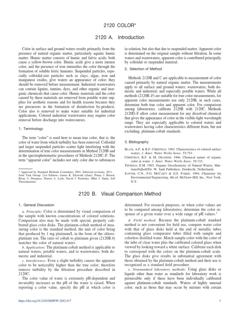 2120 COLOR 2120 A.: 2. Selection of Method | PDF | Spectrophotometry ...