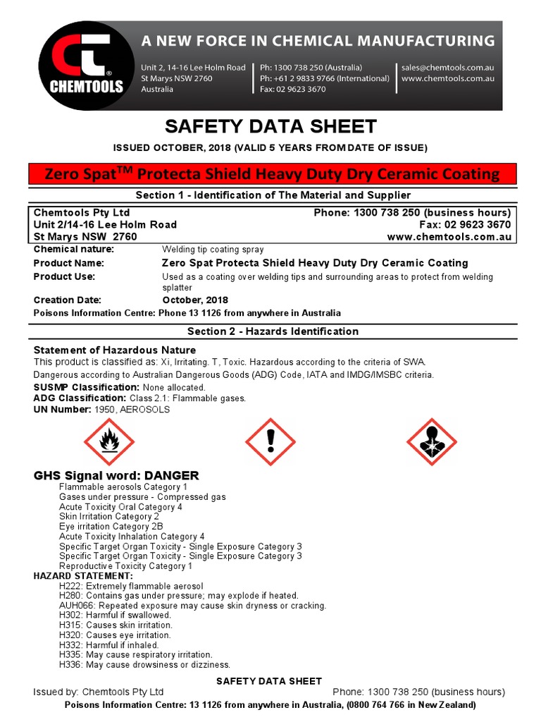 Safety Data Sheet Aerosol | PDF | Dangerous Goods | Firefighting