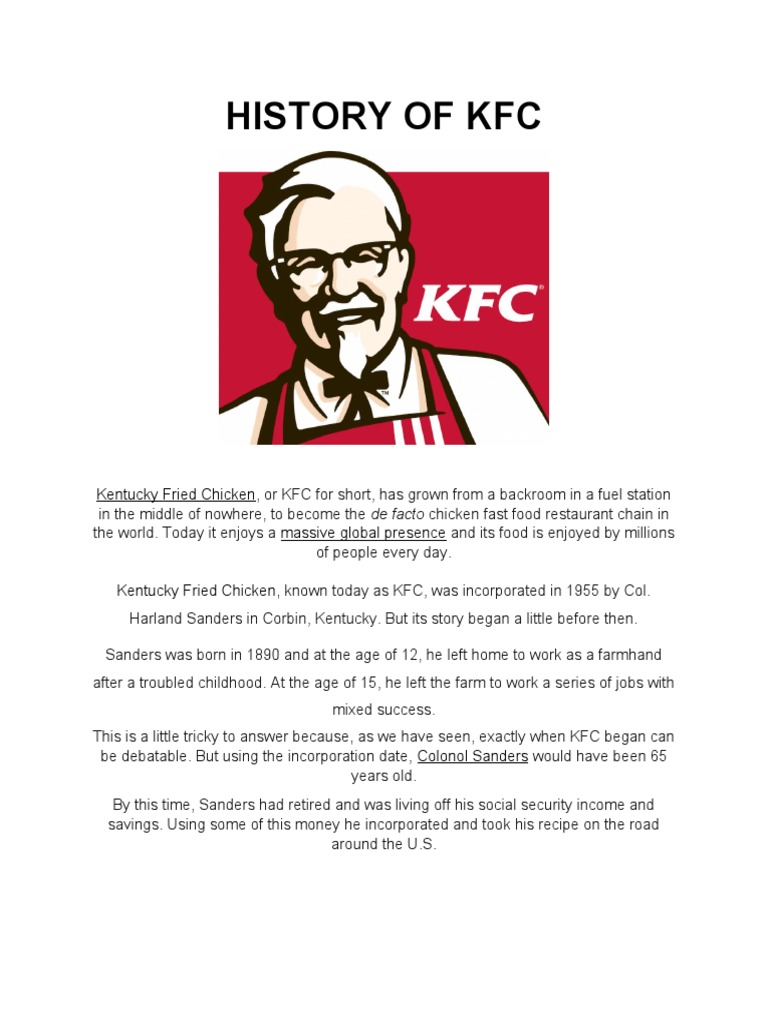 History of KFC: Kentucky Fried Chicken Massive Global Presence | PDF