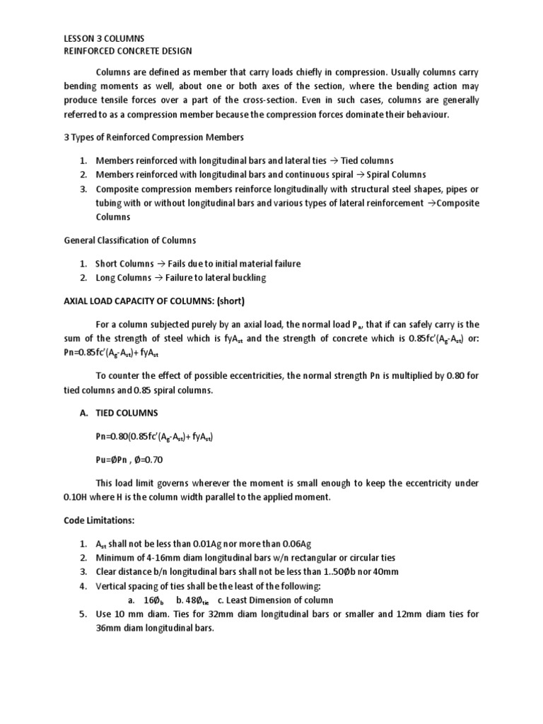 Axial Load Capacity of Columns: (Short) : N ST G ST G ST ST | PDF ...