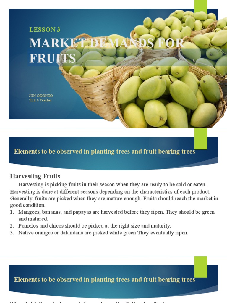 Agri Lesson 3 - Market Demands For Fruits | PDF | Fruit | Orange (Fruit)
