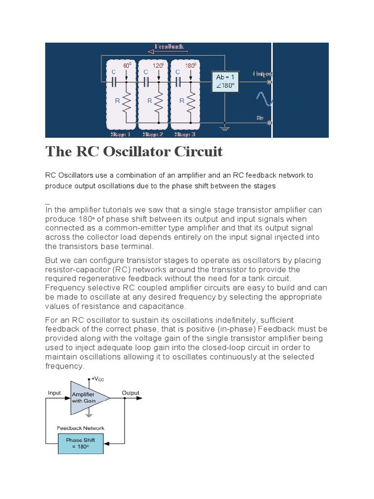 The RC Oscillator Circuit | PDF | Electronic Oscillator | Amplifier