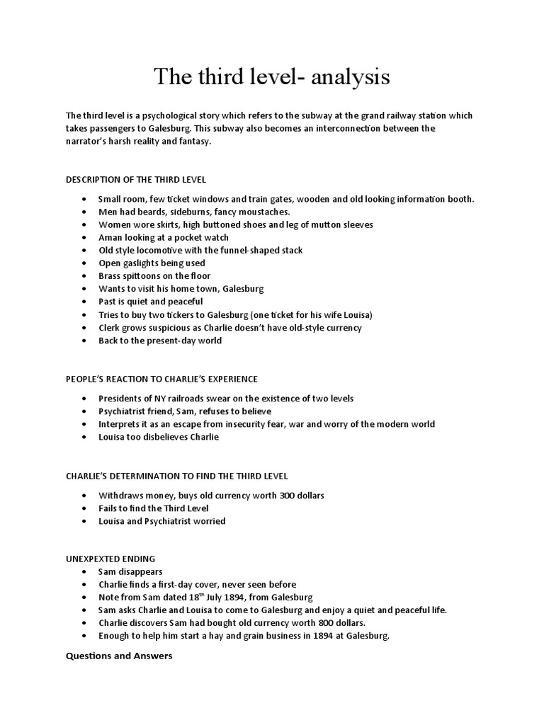 The Third Level-Analysis: Questions and Answers | PDF | Mind ...