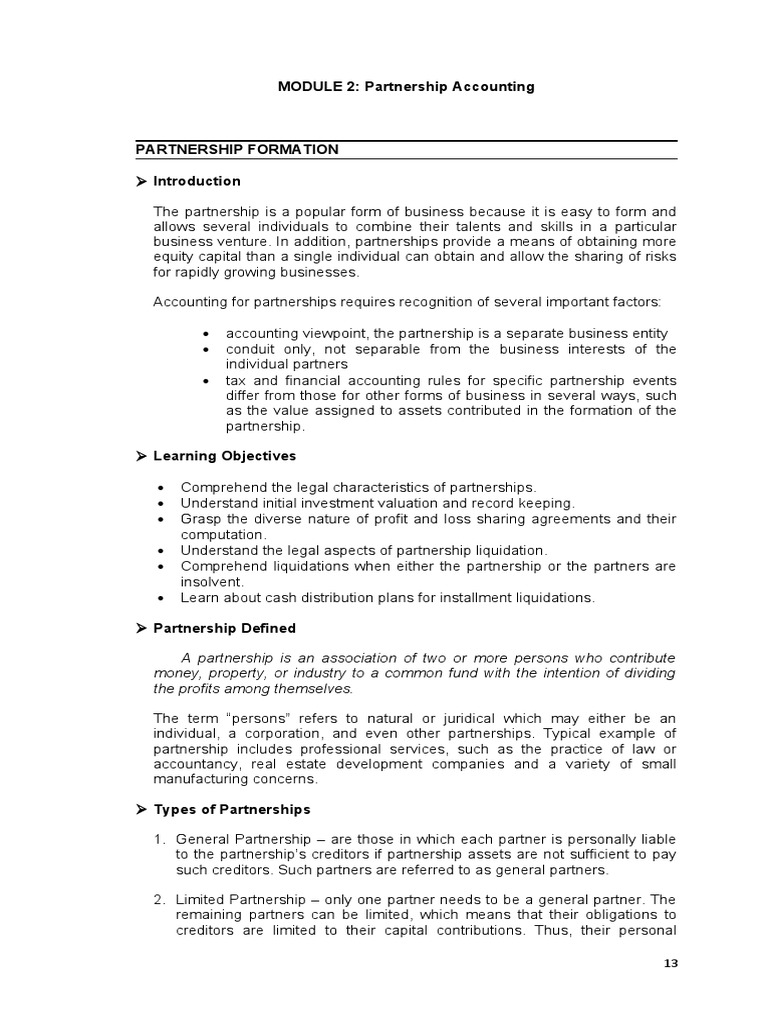MODULE 2 - Partnership Accounting | PDF | Partnership | Financial Statement