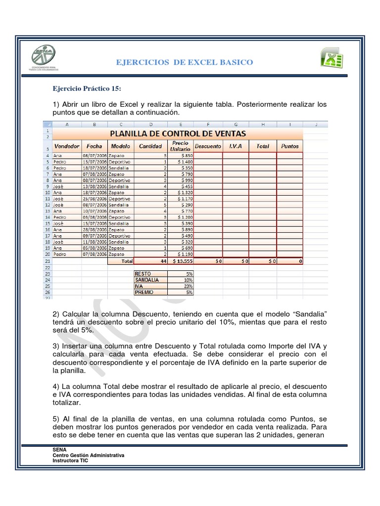 Ejerc Excel 15 PDF | PDF