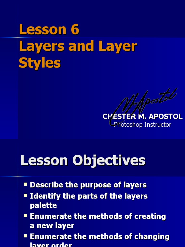 Photoshop Lesson 6 - Layers and Layers Styles | PDF | Control Key ...