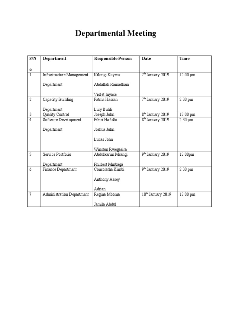 Departmental Meeting | PDF