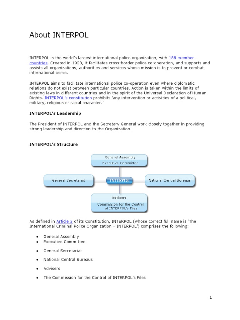 About Interpol: 188 Member Countries | PDF | United Nations General ...