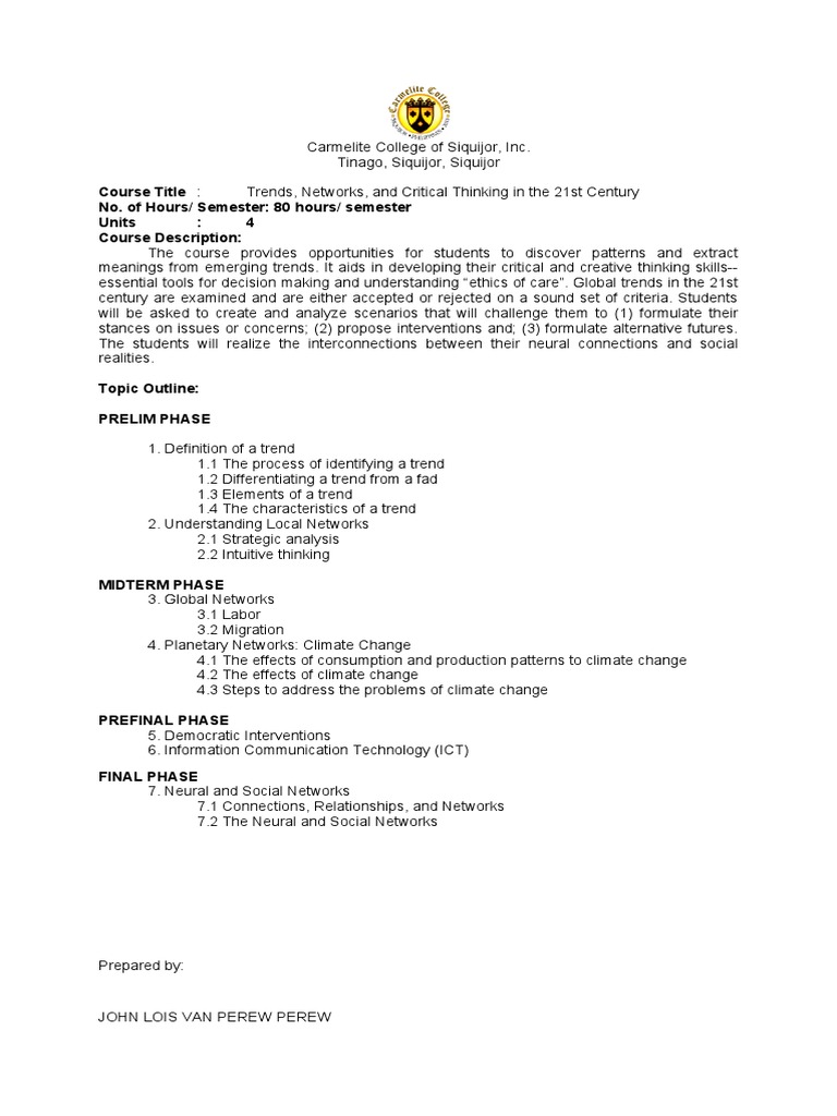 Course Title: No. of Hours/ Semester: 80 Hours/ Semester Units: 4 ...