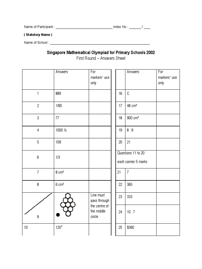 APMOPS 2002 First Round Answers | PDF