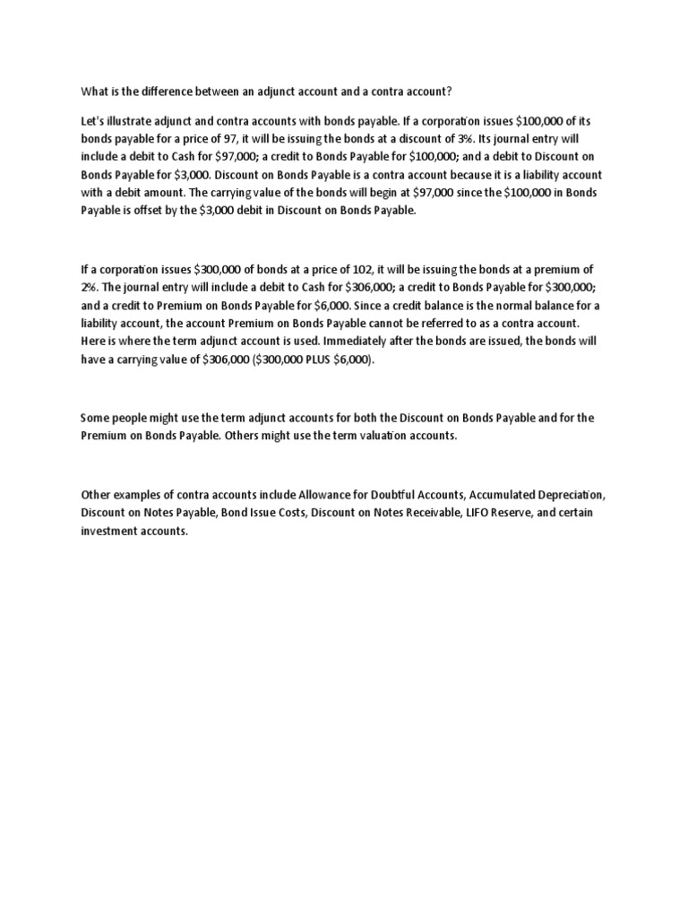 What Is The Difference Between An Adjunct Account and A Contra Account ...