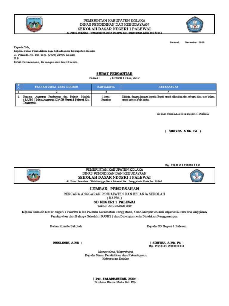 Surat Pengantar Rkas | PDF