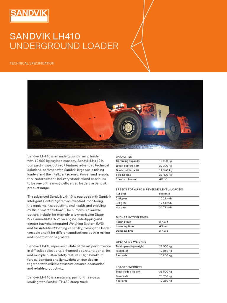 Sandvik LH410 (TORO 7) (10t) - 2017 PDF | PDF | Truck | Loader (Equipment)
