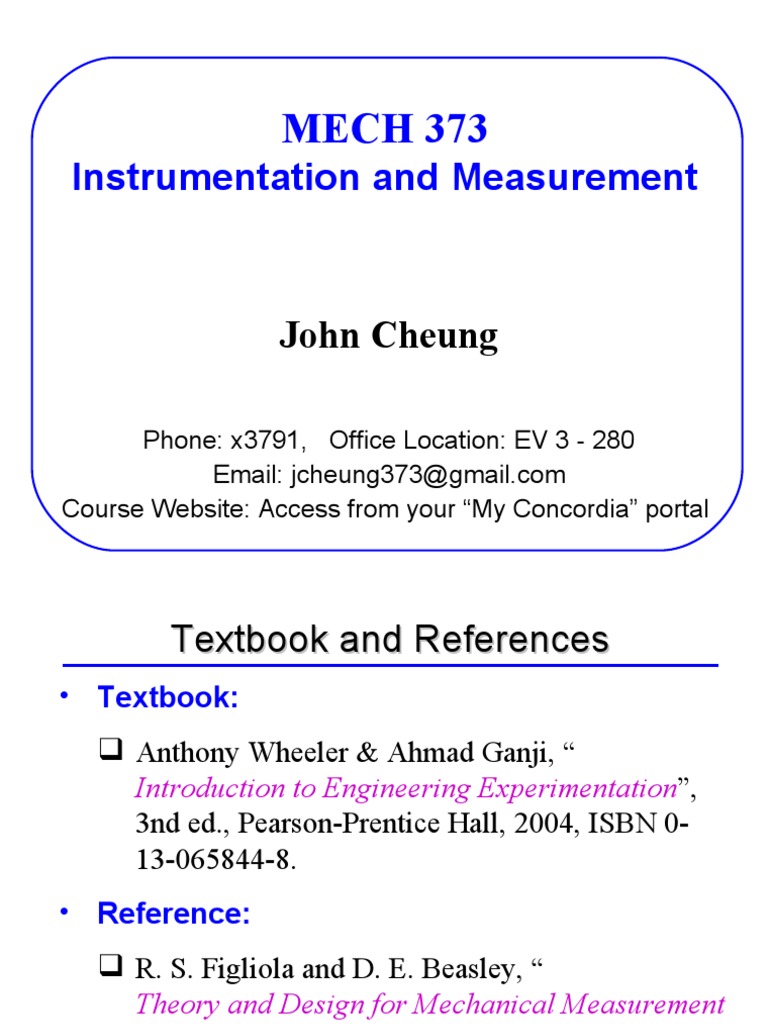 Instrumentation and Measurement: MECH 373 | PDF | Observational Error | Accuracy And Precision