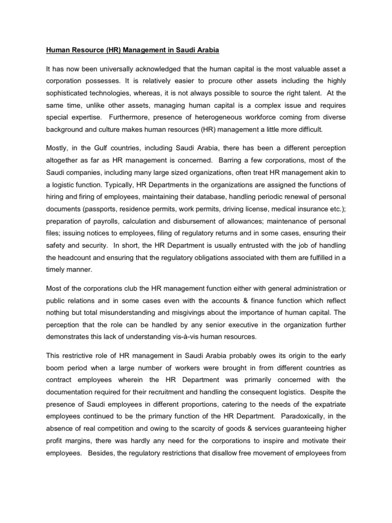 HR Practice in Saudi Arabia | PDF | Human Resources | Employment