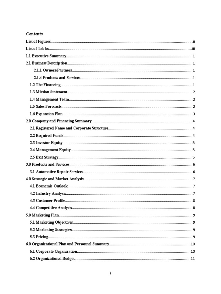 Automotive Repair Shop Business Plan | PDF | Retail | Marketing