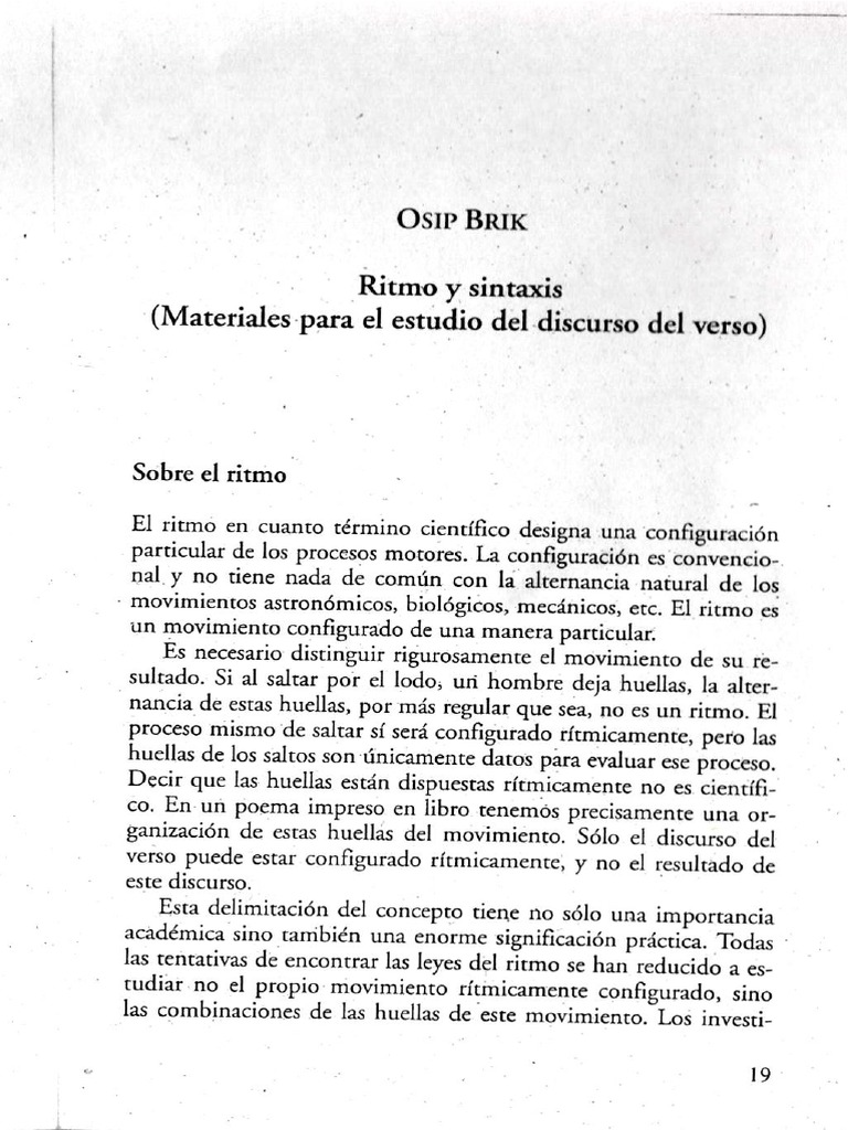 BRIK, OSIP. Ritmo y Sintaxis PDF | PDF