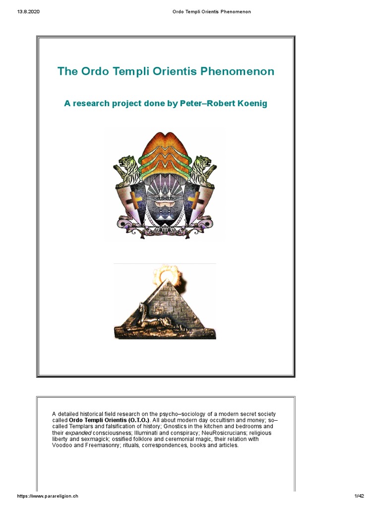 Ordo Templi Orientis Phenomenon | PDF | Thelema | Western Esotericism