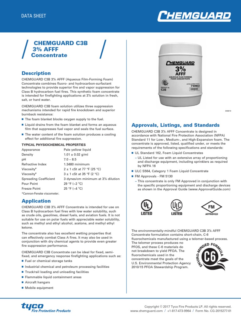 CG 2015277 01 CHEMGUARD C3B 3% AFFF Concentrate PDF | PDF | Chemistry ...