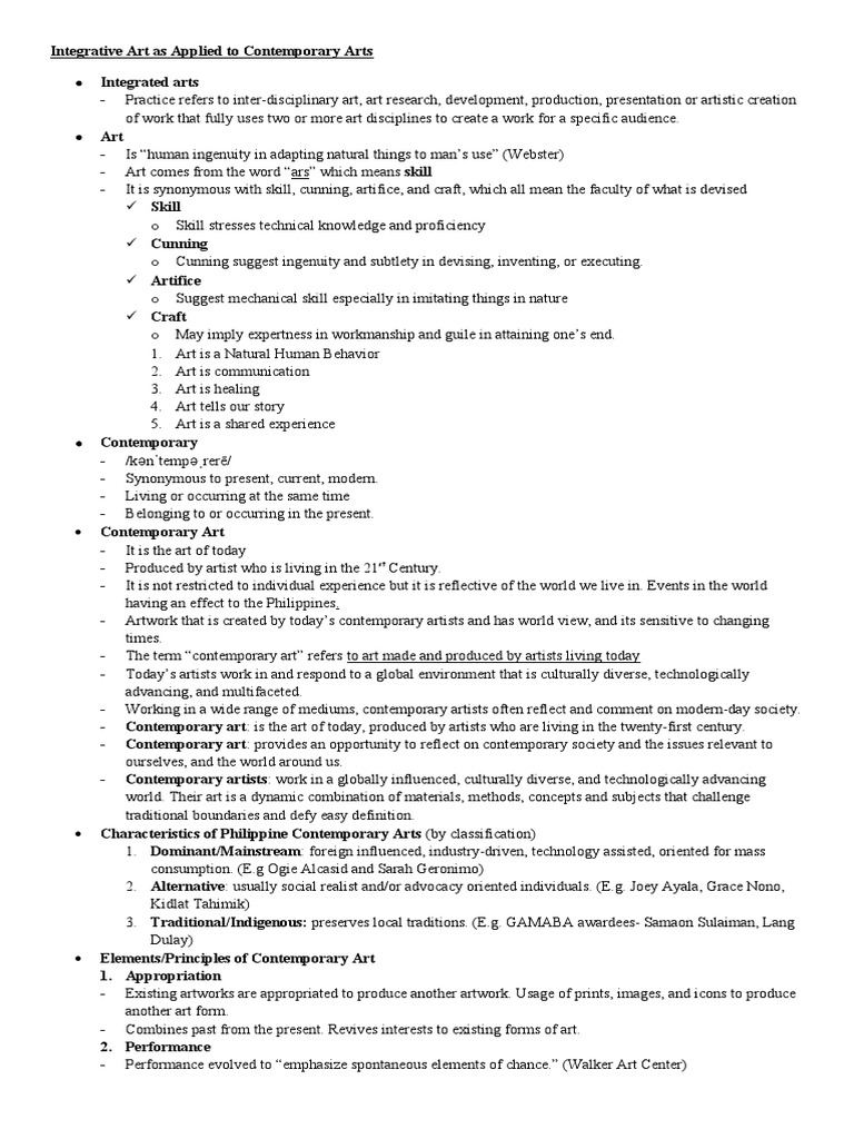 Integrative Art As Applied To Contemporary Arts Reviewer | PDF ...