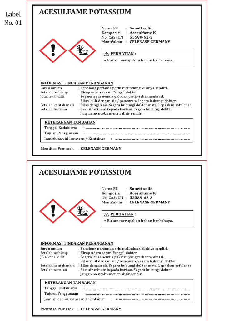 Label MSDS No. 1-30 PDF | PDF | Kesehatan Holistik