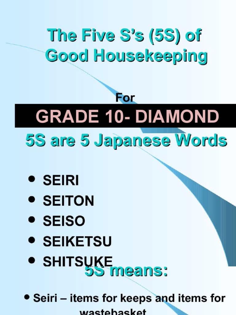 The Five Ss 5S of Good Housekeeping | PDF