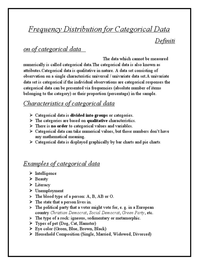 Frequency Distribution For Categorical Data | Download Free PDF ...