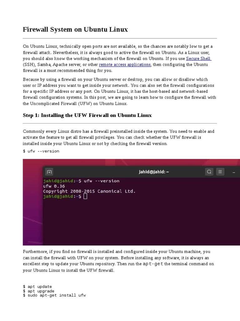 How To Configure Firewall With UFW On Ubuntu Linux - Odt | PDF ...