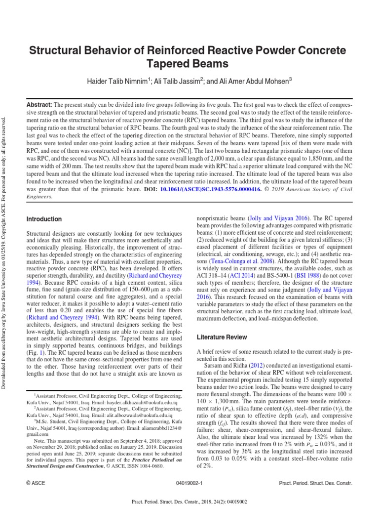 Structural Behavior of Reinforced Reactive Powder Concrete | PDF | Beam ...