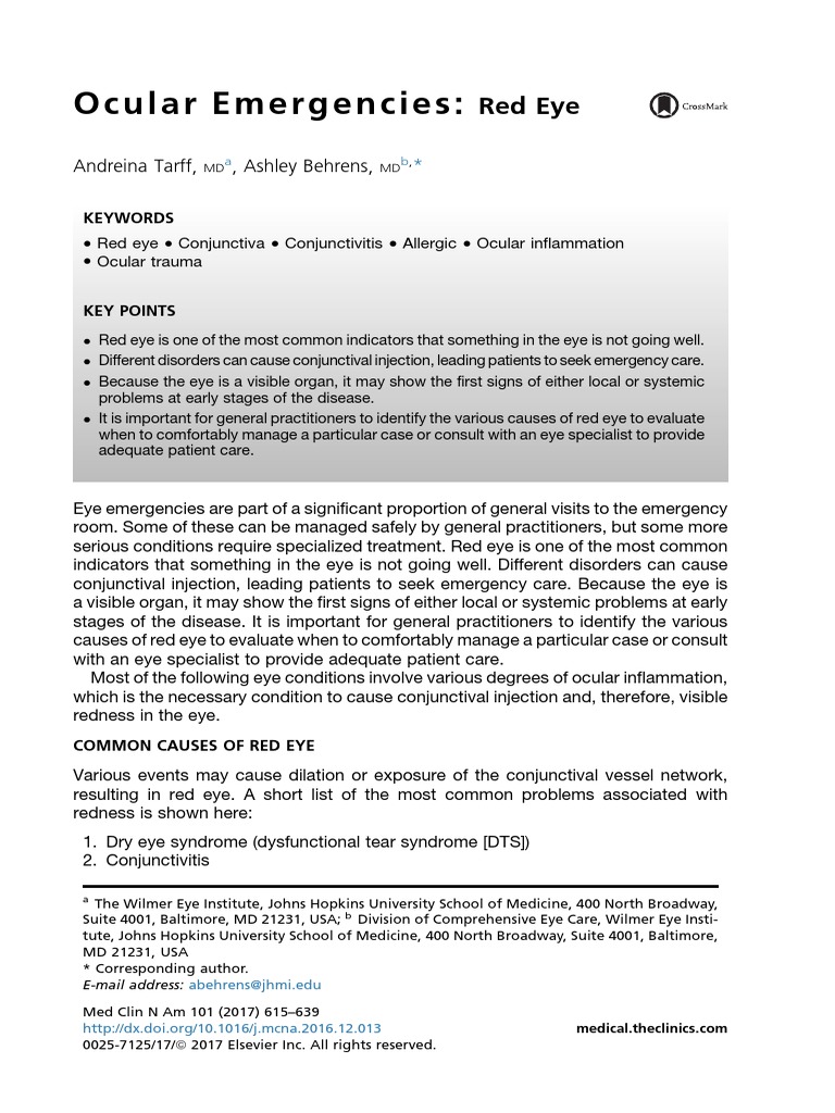 Ocular Emergencies Red Eye | PDF | Cornea | Diseases Of The Eye And Adnexa