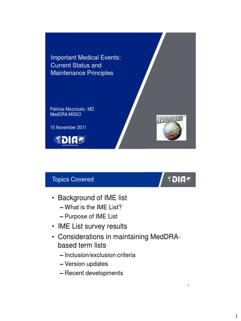 Important Medical Events: Current Status and Maintenance Principles ...