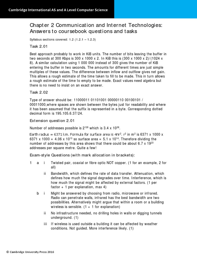 Chapter 2 Communication and Internet Technologies: Answers To ...