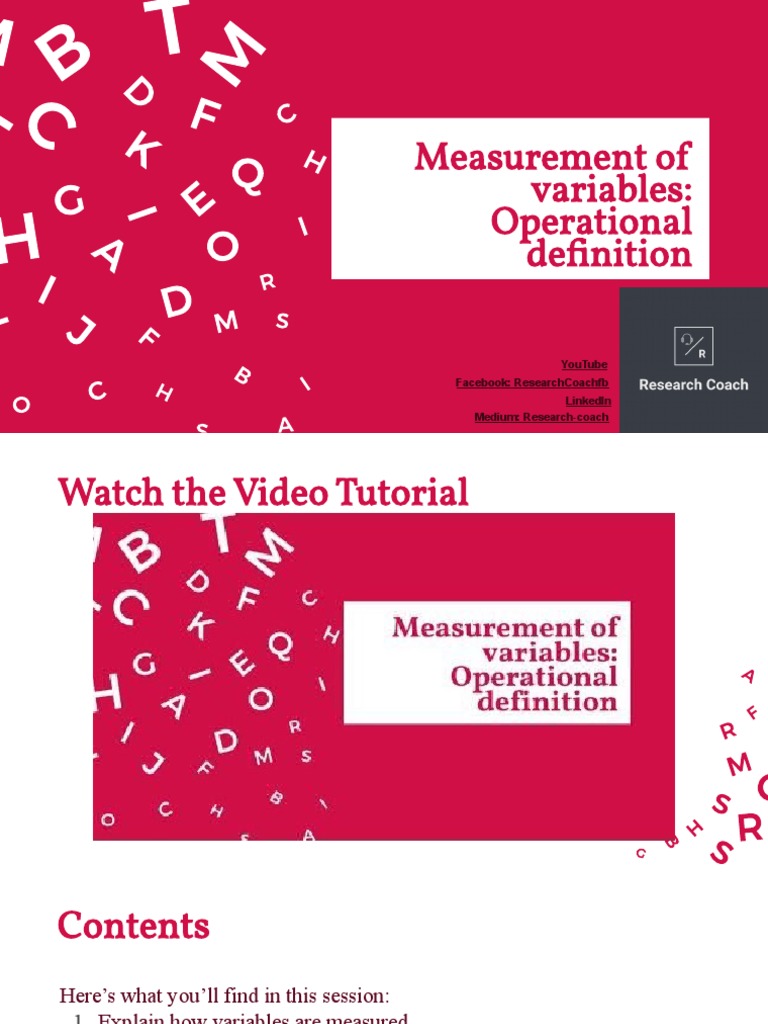 Measurement of Variables and Operational Definition | PDF | Concept ...
