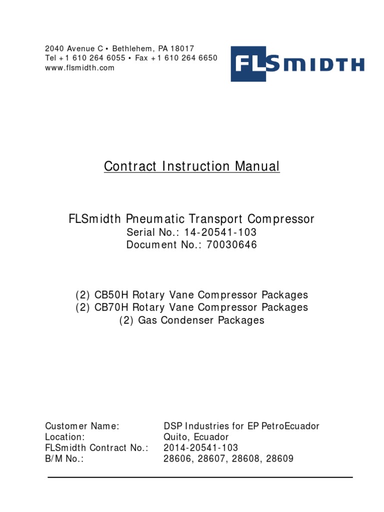 FLSmidth Pneumatic Transport Compressor | PDF | Valve | Pump
