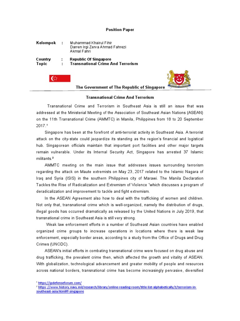 Position Paper The Government of The Republic of Singapore | PDF ...