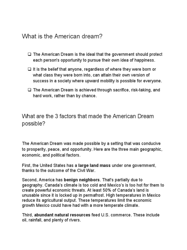 Understanding the American Dream Today | PDF