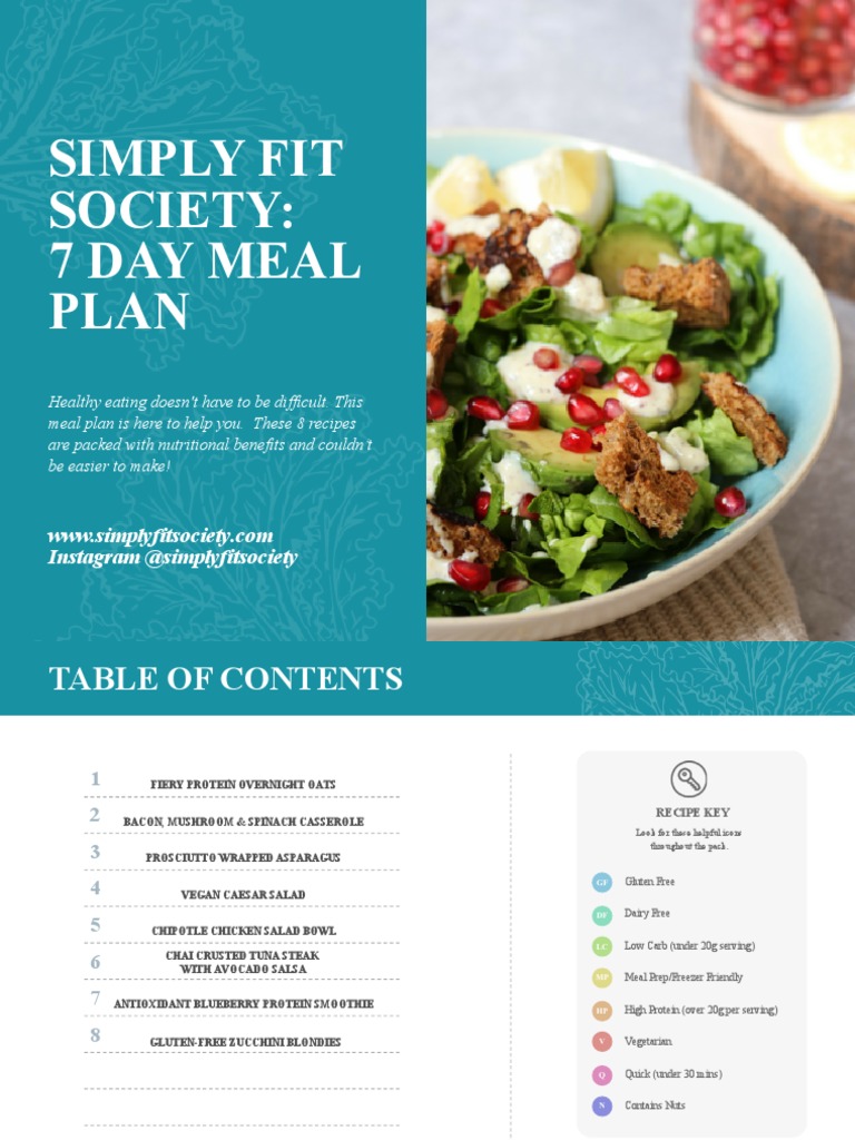 A Week Of Healthy And Easy Meals A 7 Day Gluten Free Meal Plan Pdf