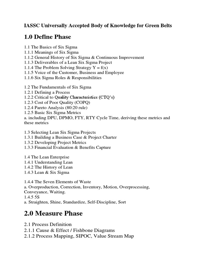 Green Belt Body of Knowledge | PDF | Six Sigma | Regression Analysis