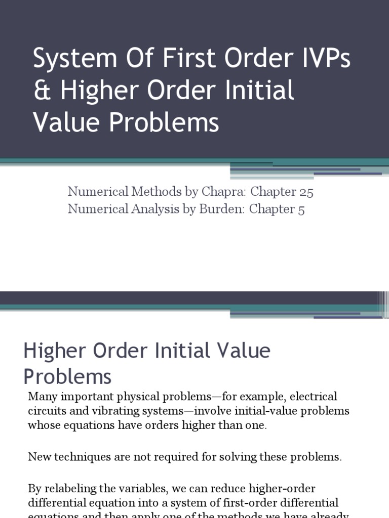 System Of First Order Ivps And Higher Order Initial Value Problems Pdf