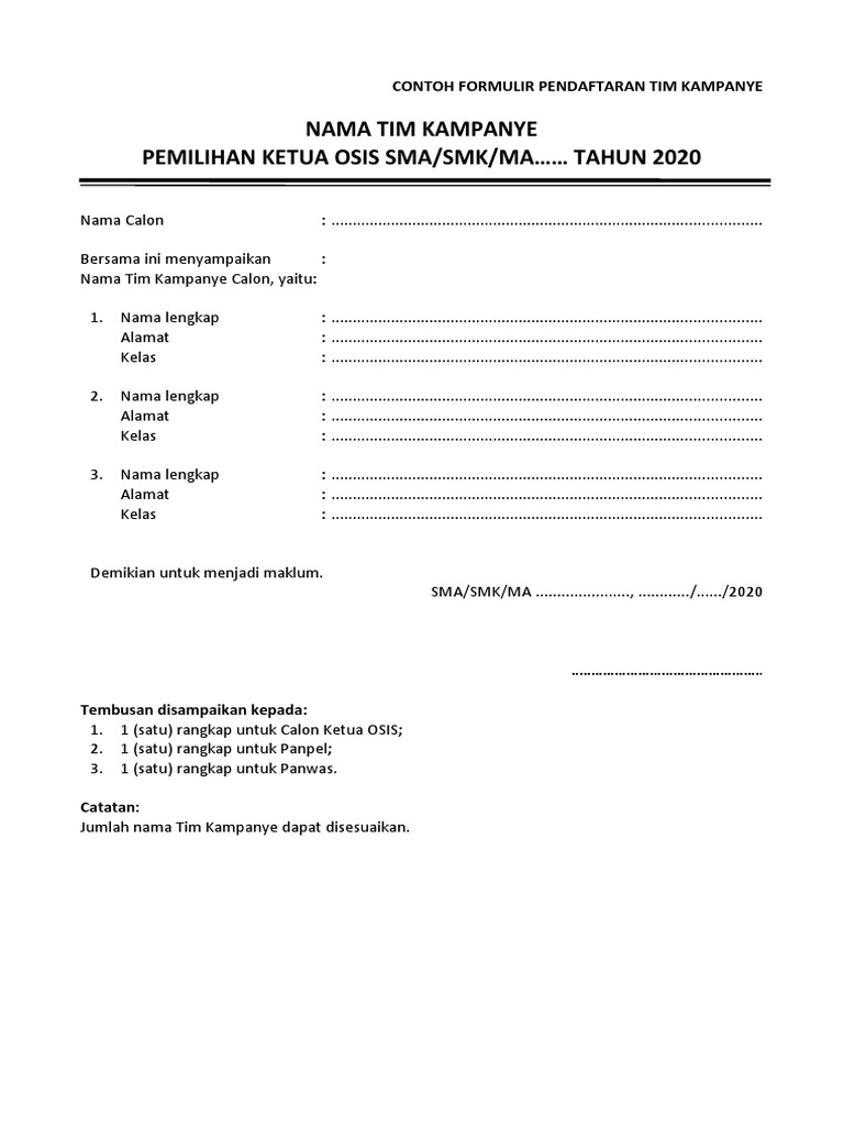 Form Tim Kampanye | PDF