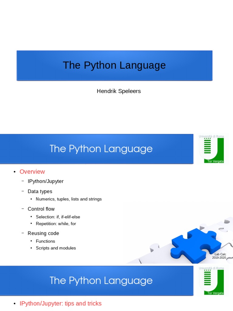 The Python Language: Hendrik Speleers | PDF | Control Flow | Boolean ...